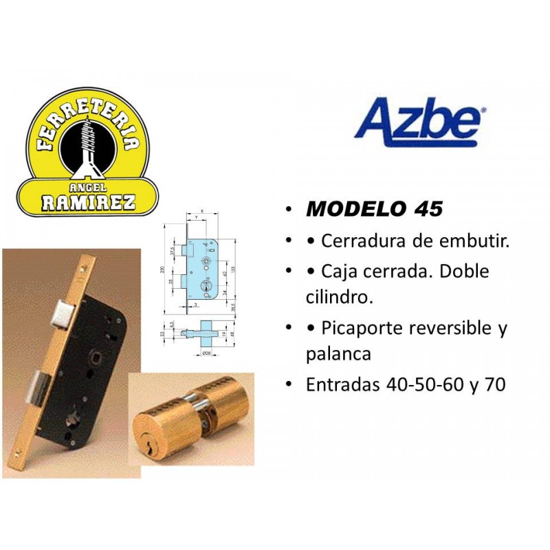 CERRADURA 45 YALE 80 MM LATONADO UNIDAD